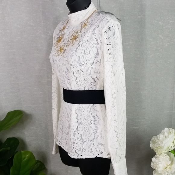 Ralph Lauren | Tops | Ralph Lauren High Neck Lace Blouse Nwt | Poshmark